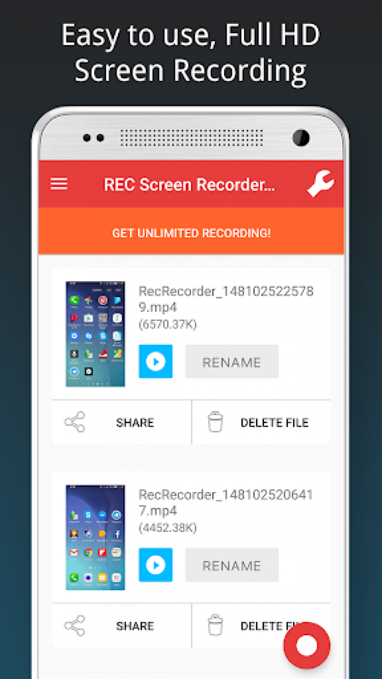 REC HD Screen Recorder скачать на Android бесплатно